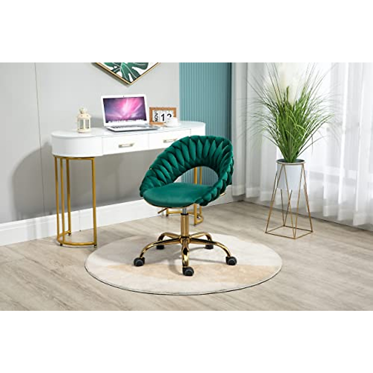 FATFISH Computer Chair Office Chair Adjustable Swivel Chair Fabric Seat Home Study Chair