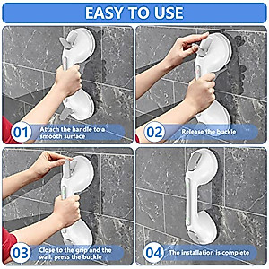 2 Pack Suction Cups Grab Bar 12 Inch, Zepolu Anti-Slip Bathroom Grab Bar Safety Balance Handrail, Handicap Elderly Senior Injury Disable Vacuum Suction Assist Shower Handle (1.25" Diameter, Gray)