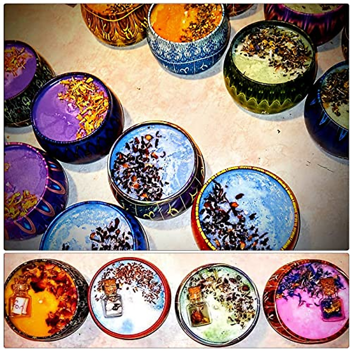 Ahyiyou Candle Tins Candle Jars 24 Pieces 24 Zodiac Patterns, DIY Round Containers with Lids for Candle Making, Arts & Crafts, Storage & More (8oz)