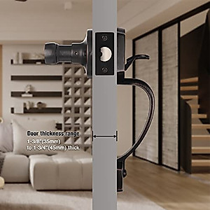 KNOBWELL Front Door Handle, Single Cylinder Front Exterior Door Entry Handle with Door Lever, Entry Door Lock Handle Set, Reversible for Left & Right Hand Door, Oil Rubbed Bronze