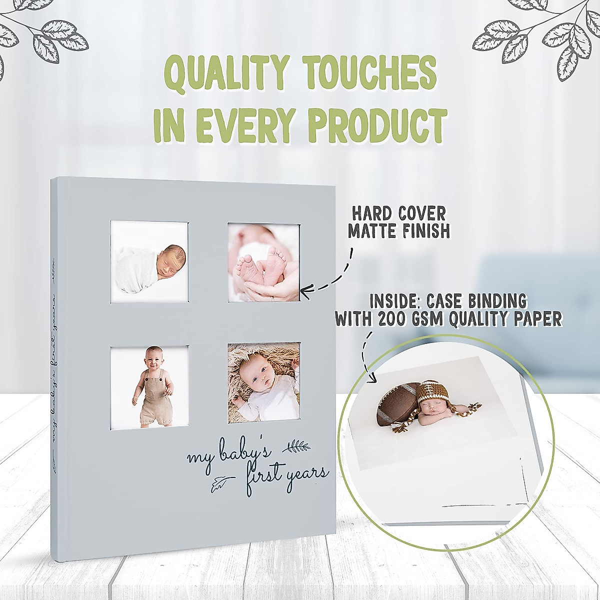 Baby Memory Book First 5 Years Journal And Baby Handprint Footprint Keepsake Kit Bundle - All Family, LGBT, Single Mom Dad, Adoptive - Baby Prints Photo Frame for Newborn