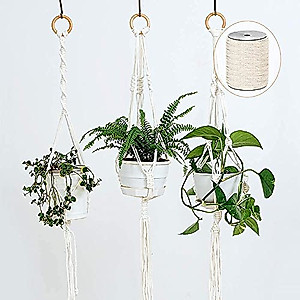 Macrame Cord 3mm x 328Yards(984Feet), Natural Cotton Macrame Rope - 3 Strands Twisted Macrame Cotton Cord for Wall Hanging, Plant Hangers, Crafts, Gift Wrapping and Wedding Decorations