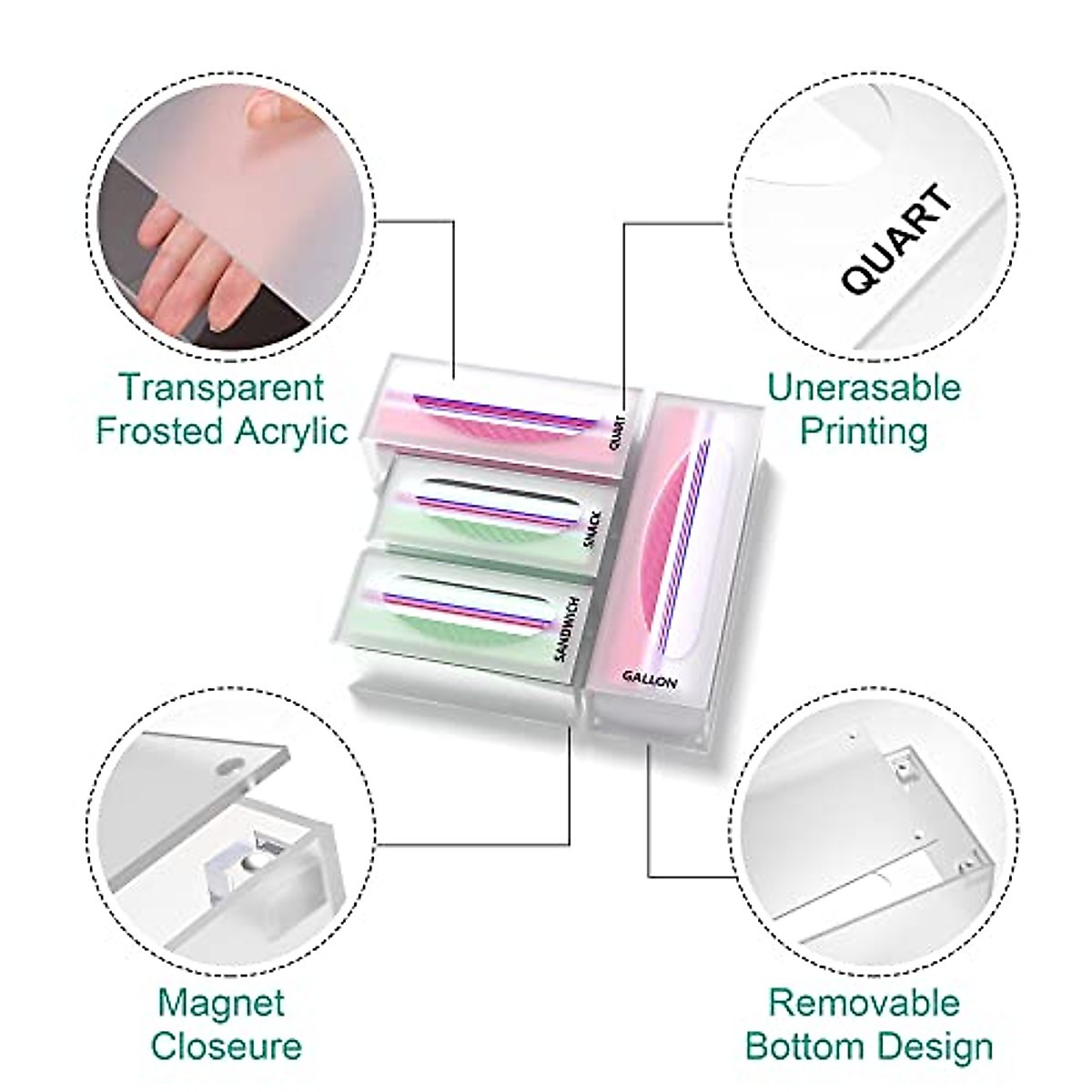 Urvoix Ziplock Bag Storage Organizer, 4 Pcs Acrylic Baggie Organizer, Food Storage Bag Organizer for Kitchen Drawer Compatible with Gallon, Quart, Snack, Sandwich Variety Size Bags