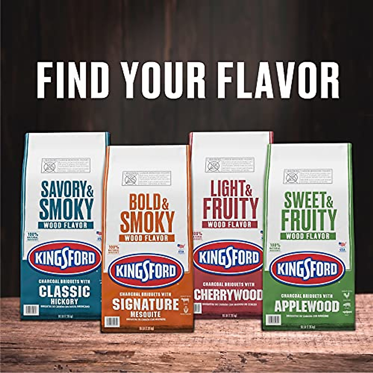 Kingsford 32079 Original Charcoal Briquettes with Hickory, 8 lb, Black