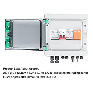 2 String PV Combiner Box with Arreste, IP65 Waterproof Solar Combiner Box with 32A Circuit Breaker, 15A Rated Current Solar Connector for Solar Panel System