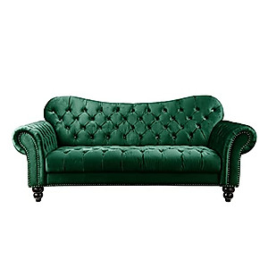 ICE ARMOR 2Pc Living Room Set Loveseat in Green Velvet Sofas