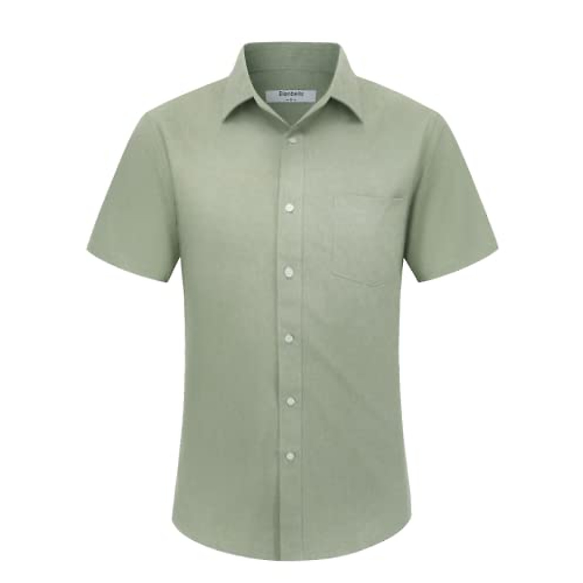 Elanbells Mens Linen Dress Shirt Beach Untucked Wrinkle Free Lightweight Shirt Green