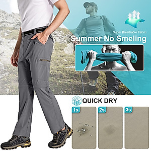 Mens Hiking Pants Convertible boy Scout Quick Dry Lightweight Zip Off Outdoor Fishing Travel Safari Pants,6226,Grey,36