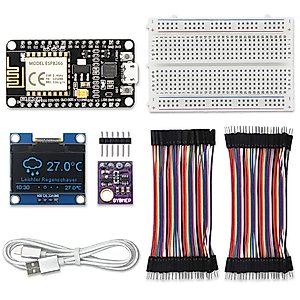 KeeYees WiFi ESP8266 Weather Station Kit for IoT with Tutorial, GY-BME280 Temperature Humidity Atmospheric Pressure Sensor + 1.3" OLED IIC LCD Display + 2 Set Jumper wire