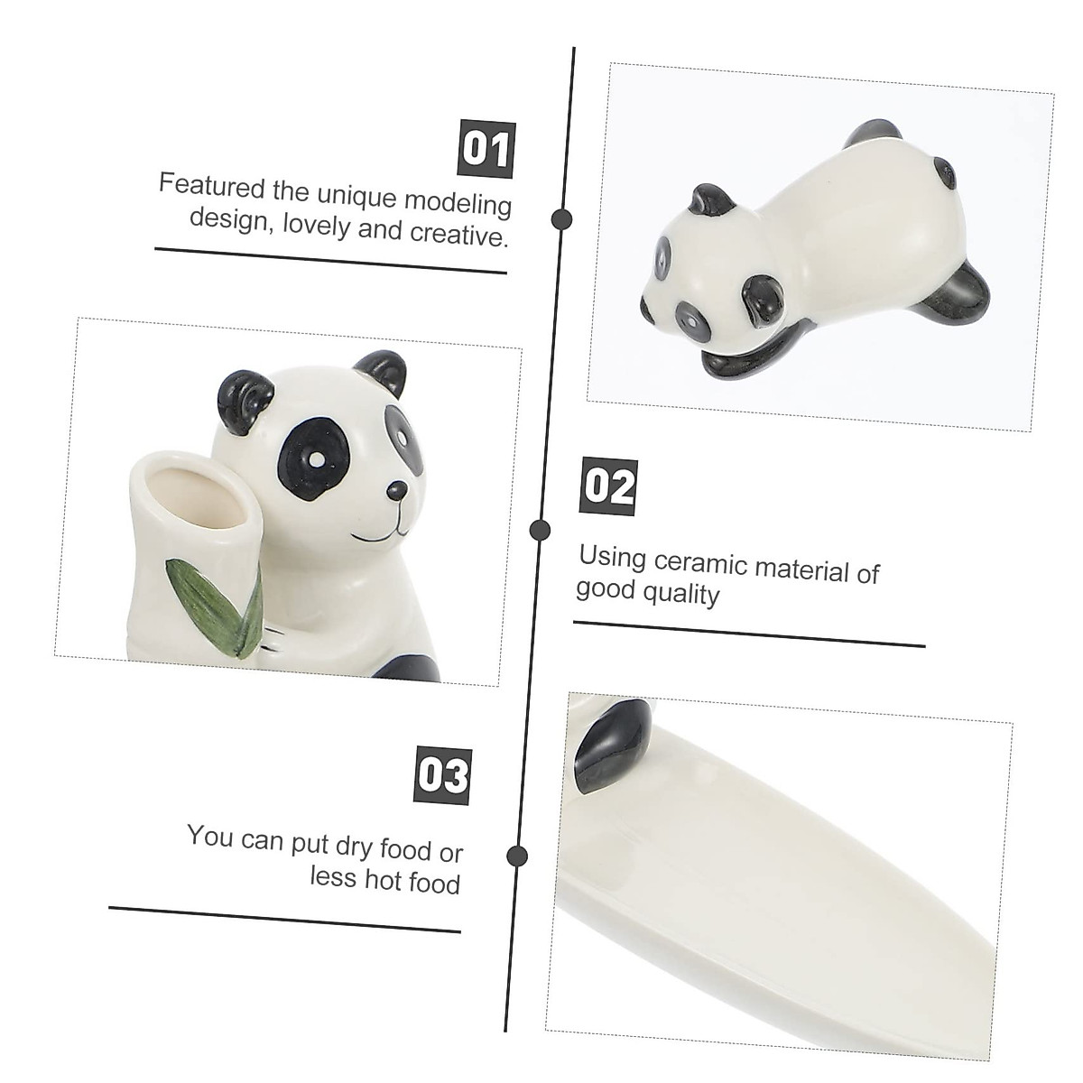Abaodam 1 Set Ceramics Panda Doll Set Writing Brush Japanese Decor Sushi Plate Food Animal SOYA Sauce Holder Decorate Rice Spoon Dining Room Table Decor Cartoon Japanese Chopstick Stand