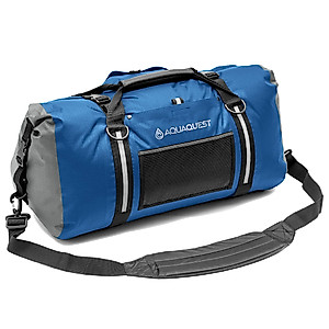 AquaQuest White Water Duffel - 100% Waterproof, Heavy Duty, Versatile, Comfortable - Durable Protective Dry Bag for Travel, Sport, Motorcycle, Boat, Fishing - 50 L, Blue