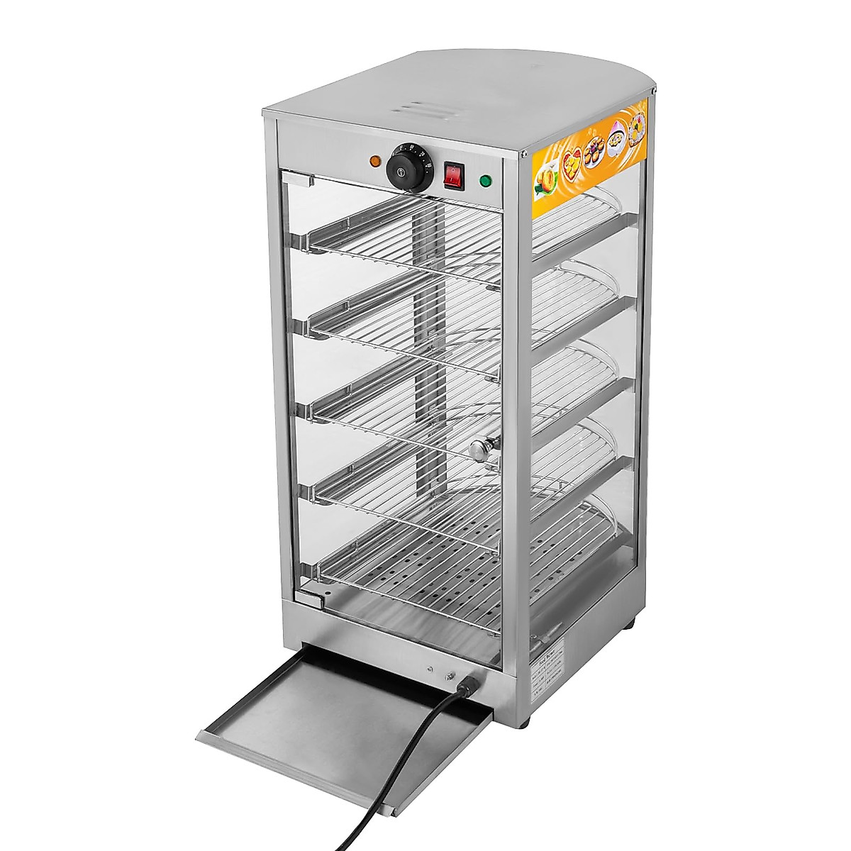 5-Tier Commercial Food Display Warmer,800W Electric Food Warmer Countertop Pizza Warmer Countertop with LED Lighting Adjustable Temperature, Pastry Display Case for Buffet Restaurant 110V