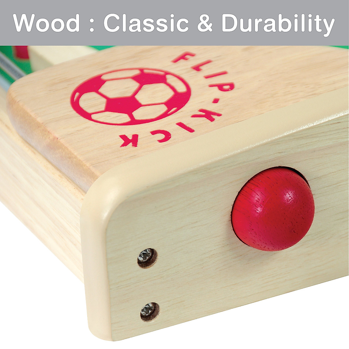 Flipkick: Wooden Tabletop Football/Soccer Pinball Games, Indoor Portable Sport Table Board for Kids and Family