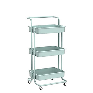 danpinera 4 Tier Slim Rolling Storage Cart for Kitchen, Office, Bedroom (White)
