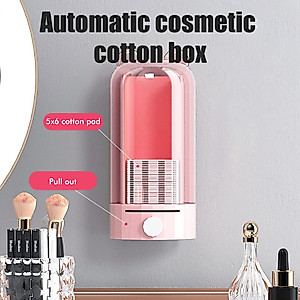 Automatic Cotton Pad Dispenser, Press Out Makeup Cotton Holder, Translucent Wall Mounted Design, ABS Material, Best Women (Powder (get 50 Cotton Pads))