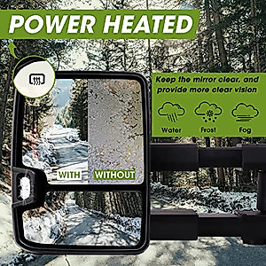 SIZIOM Switchback Towing Mirrors for 2009-2018 Dodge Ram 1500,2010-2018 Ram 2500 3500,Ram Classic 2019-2023,Power Heated Dynamic Turn Signal Backup Light Puddle Lamp Extendable Pair Set Tow Mirrors