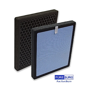 PUREBURG Replacement Filters Compatible with YIOU R1 P1802 Air Purifier & Elechomes P1801 Air Purifier,2-Pack H13 True HEPA + Activated Carbon 2-in-1