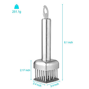 Aliglow 304 Stainless Steel Meat Tenderizer Needle Meat Hammer Mallet Tool Pounder For Tenderizing and Pounding Steak, Beef Pork Chicken BBQ And Poultry