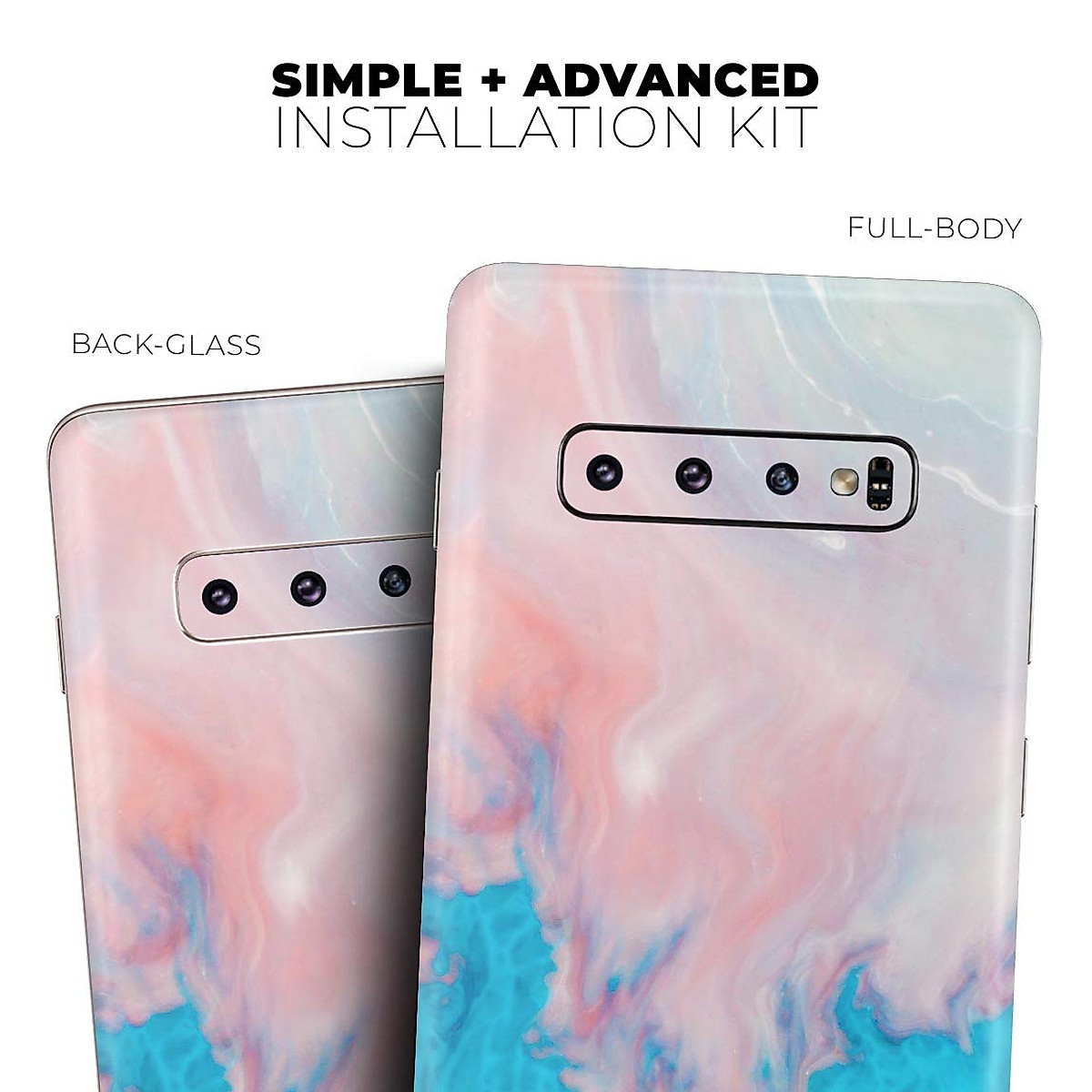 DesignSkinz Marbleized Pink and Blue Paradise V322 Protective Vinyl Decal Wrap Skin Cover Compatible with The Samsung Galaxy S20 (Screen Trim & Back Glass Skin)