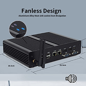 qikemall Mini PC Fanless Industrial PC Desktop Computer Windows 10,Core I3-5005U,Mini Computer 8GB RAM 512SSD,USB3.0 Dual LAN HDMI WiFi BT4.0