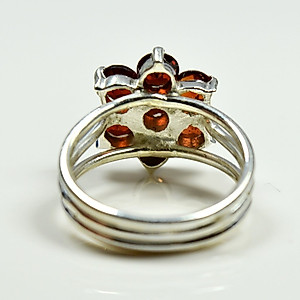 Gemsonclick Natural Garnet Ring Round Shape Women Silver Birthstone Handcrafted Ring Ring Sizes 4 To 13