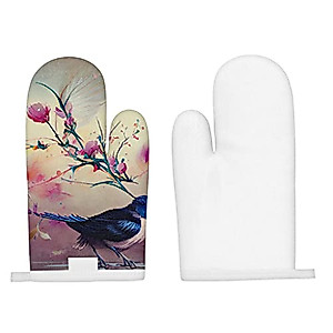 Garden Bird Oven Mitt - Flower Oven Glove - Cute Design Cooking Glove