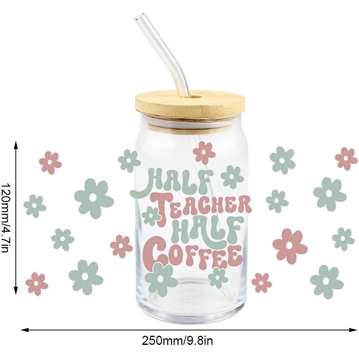 Flower UV DTF Cup Wrap Transfer Sticker Teacher's Day Theme Rub on Transfers for Crafting Waterproof Flower Pattern Decorative Decals for Glass Cups Stickers and Sticker Machines