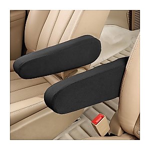 BESULEN 2 PCS Car Front Seat Armrest Covers, Auto Cloth Fabric Direct Replacement Center Console Lid Armrest Cover Skin Protectors, Universal Accessories for Vehicles, SUV, Truck, Van & More (Black)