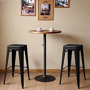 Furmax 30 Inches Metal Bar Stools Bar Height High Backless Stools Indoor Outdoor Stackable Kitchen Stools Set of 4 (Dark Black)