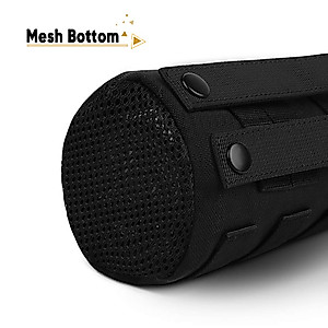 FUNANASUN Tactical Water Bottle Pouch, Drawstring Military H2O Molle Water Bottle Holder Bag Mesh Hydration Carrier Black