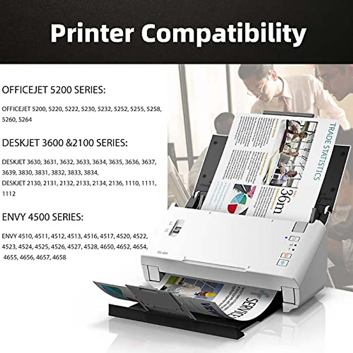 63xl Black Ink Cartridge Compatible Replacement hp 63xl hp Ink 63 Black Ink Cartridge hp Envy 4520 4525 hp OfficeJet 5255 3830 4650 5258 hp DeskJet 1110 1112 3630 (2B)