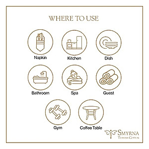 SMYRNA TURKISH COTTON Wash Cloths Pack of 6 | 100% Natural Cotton, 12"x17" | Versatile Bath Towels for Bathroom, Hotel, SPA | Ultra Soft, Absorbent, Prewashed and Quick Dry Turkish Hand Towels (Gray)