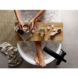 Moen Doux Matte Black One-Handle Freestanding Floor Mount Bathtub Filler with Handshower, Free Standing Tub Faucet, S3105BL