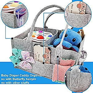 Baby Diaper Caddy Organizer,Portable Belt Diaper Caddy,Large Diaper Storage Caddy,Grey Travel Nursery Baskets,Baby Storage Organizer Nappy Holder Car Organizer