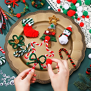 800 Pcs Christmas Pipe Cleaners Sets Include 200 Pcs 10 Colors Chenille Stems 200 Pcs 5 Sizes Self Adhesive Wiggle Googly Eyes 400 Pcs 4 Sizes Art and Crafts Pompoms for DIY Making (Fresh Color)