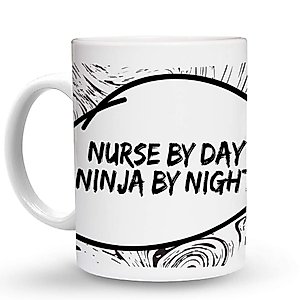 Makoroni - NURSE BY DAY NINJA BY NIGHT Paramedic - 11 Oz. Unique Ceramic Coffee Cup, Coffee Mug