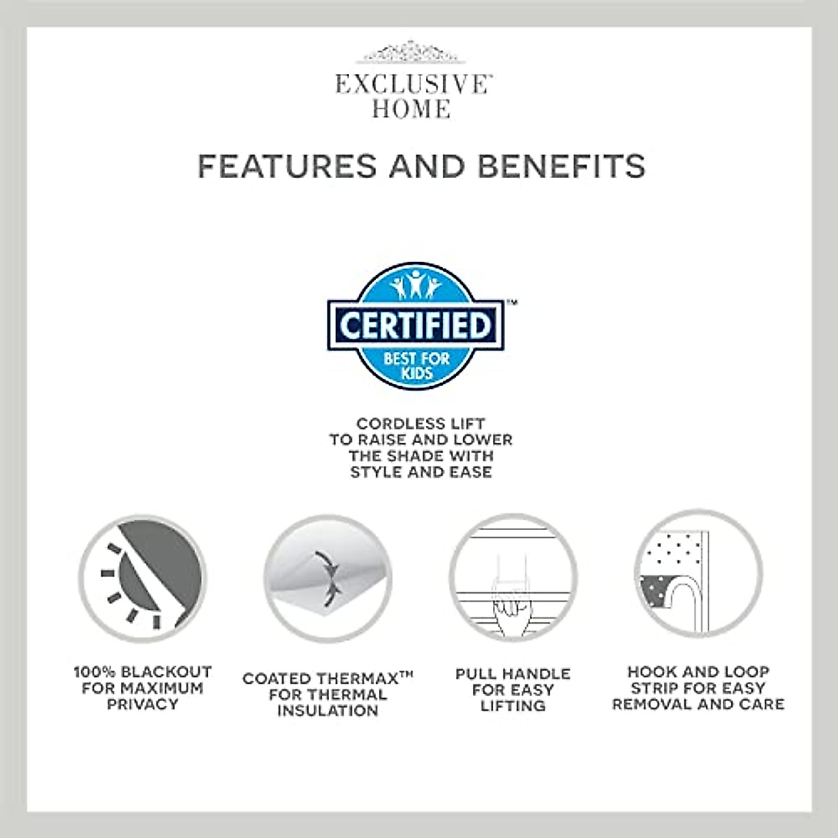 Exclusive Home Esme Total Blackout Roman Shade, 34"x64", Slate Blue