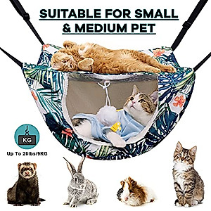 TIRTI Cat Cage Hammock, Double Layer Soft Plush Hanging Pet Bed, Suitable for Indoor Cats Kitten Ferret Hamster Rabbit or Small Animals, 2 Level Comfortable Hammock Bed for Spring/Summer/Winter