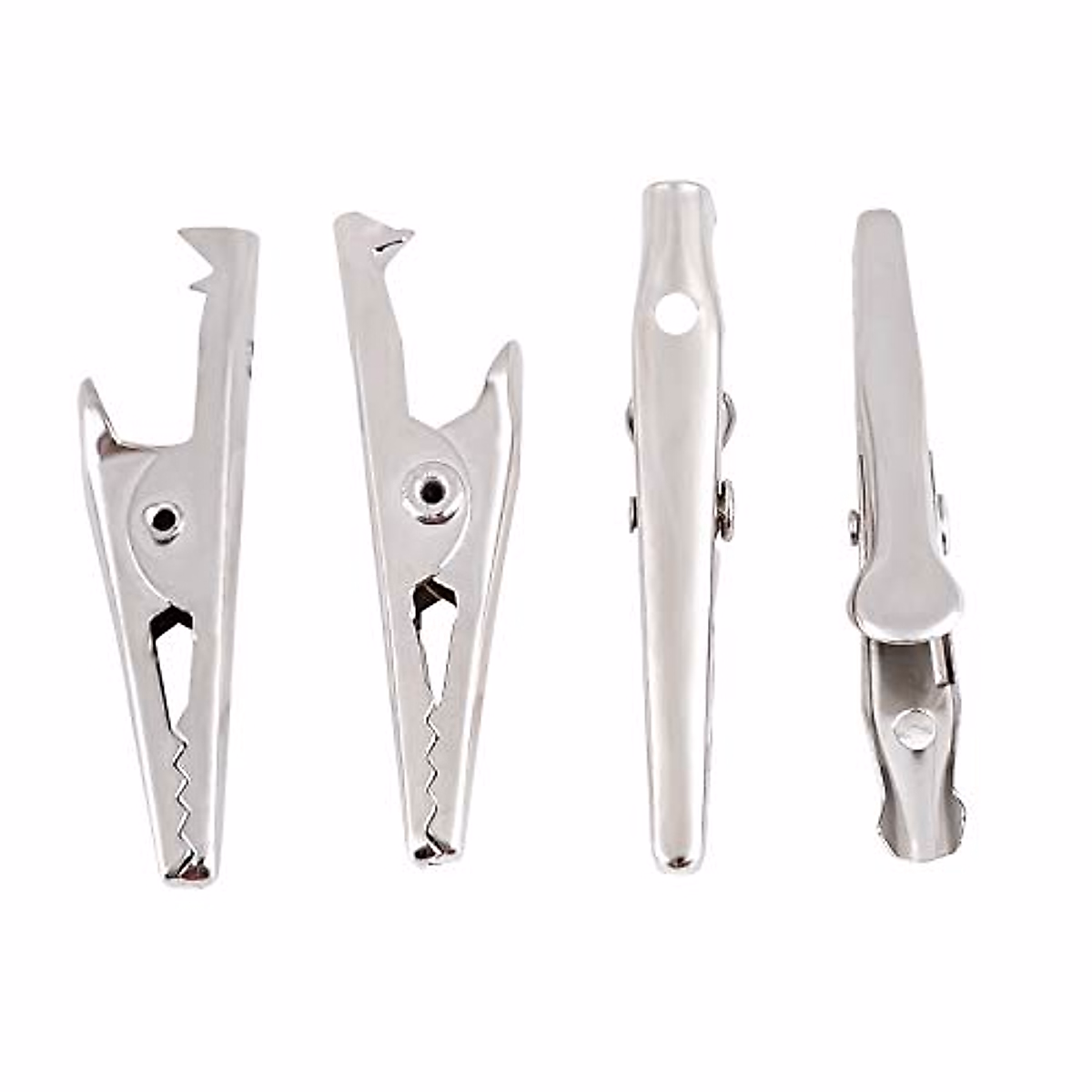 100PCS 1.37IN / 35mm Metal Alligator Clips, Crocodile Clamps Silver Tone Nickel Plated Spring Clamps Test Line Crocodile Clips for Laboratory Electric Testing Work and Cable Lead Clip