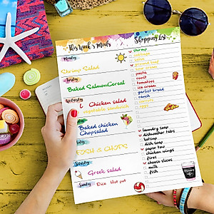 Weekly Meal Planner - Undated Magnetic Notepads with Grocery List, 7" x 9",52 Weeks, Meal Planning Pad for Refrigerator Door with Tear-Off Shopping List, Hanging Food/Menu Organizer Notepad