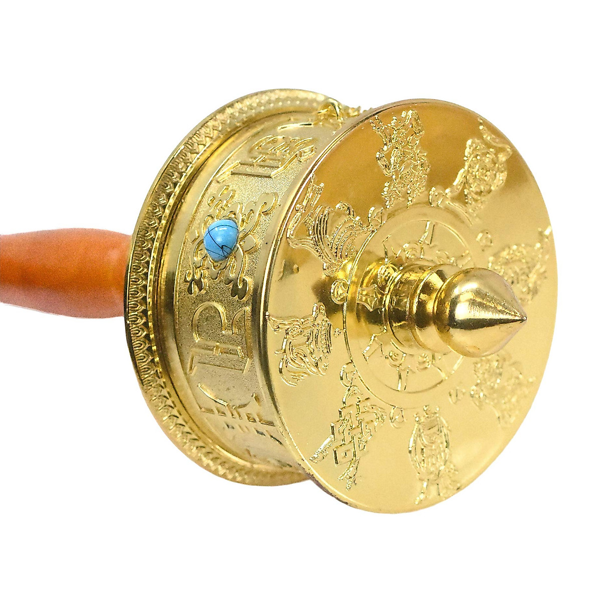 Hand Held Tibet Prayer Wheel – Tibetan Prayer Wheel Handheld Spinning Wheel with Dharma Wheel Om Mani Padme Hum for Gifts Nepal Decor by Mudra Crafts