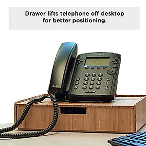 Bamboo Drawer Large, Monitor Stand & Stackable Storage Solution for Office Products pens, Pencils, Scissors, notepads, Business Cards and More