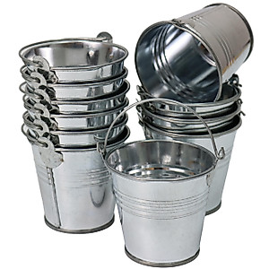 GIFTEXPRESS 48 Pack Mini Metal Buckets with Handles, Small Galvanized Tin Pails for Party Favor, Succulent, Wedding
