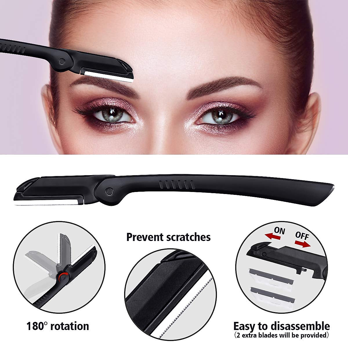 6 in 1 Eyebrow Kit,Multipurpose Exfoliating Dermaplaning Tool Face Razors for Women, Including Facial Trimmer Shaver,Eyebrow Brush
