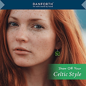 DANFORTH – Green Four Leaf Clover Earrings, Shamrock Dangle Earrings, Handcrafted Pewter 4 Leaf Clover Earrings For Women, ¾”, Made In USA