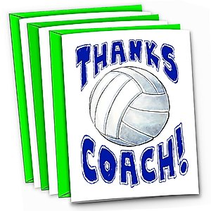 3-Pack All Star Volleyball Coach 3-Pack (5x7) Greeting Thank You Cards Set Awesome for Volleyball Players, Teams, Coaches, Family and Fans - Your Coaches Will Love 'Em!