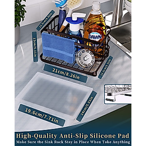 Consumest Sink Caddy, Sponge Holder for Kitchen Sink with Drip Tray, Non-Slip Kitchen Sink Organizer for Countertop, SUS304 Stainless Steel Rustproof Sink Rack - Bronze