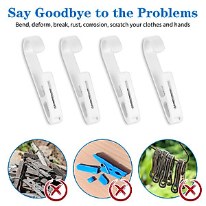 GEEHUA Laundry Hooks with Clips, Portable Towel Hanging Clip Clothes Pins Bra Clips Closet Orangizing Clips Hat Clip Durable Curtain Boot Hangers Clip for Travel Pants Socks Handbags(White)