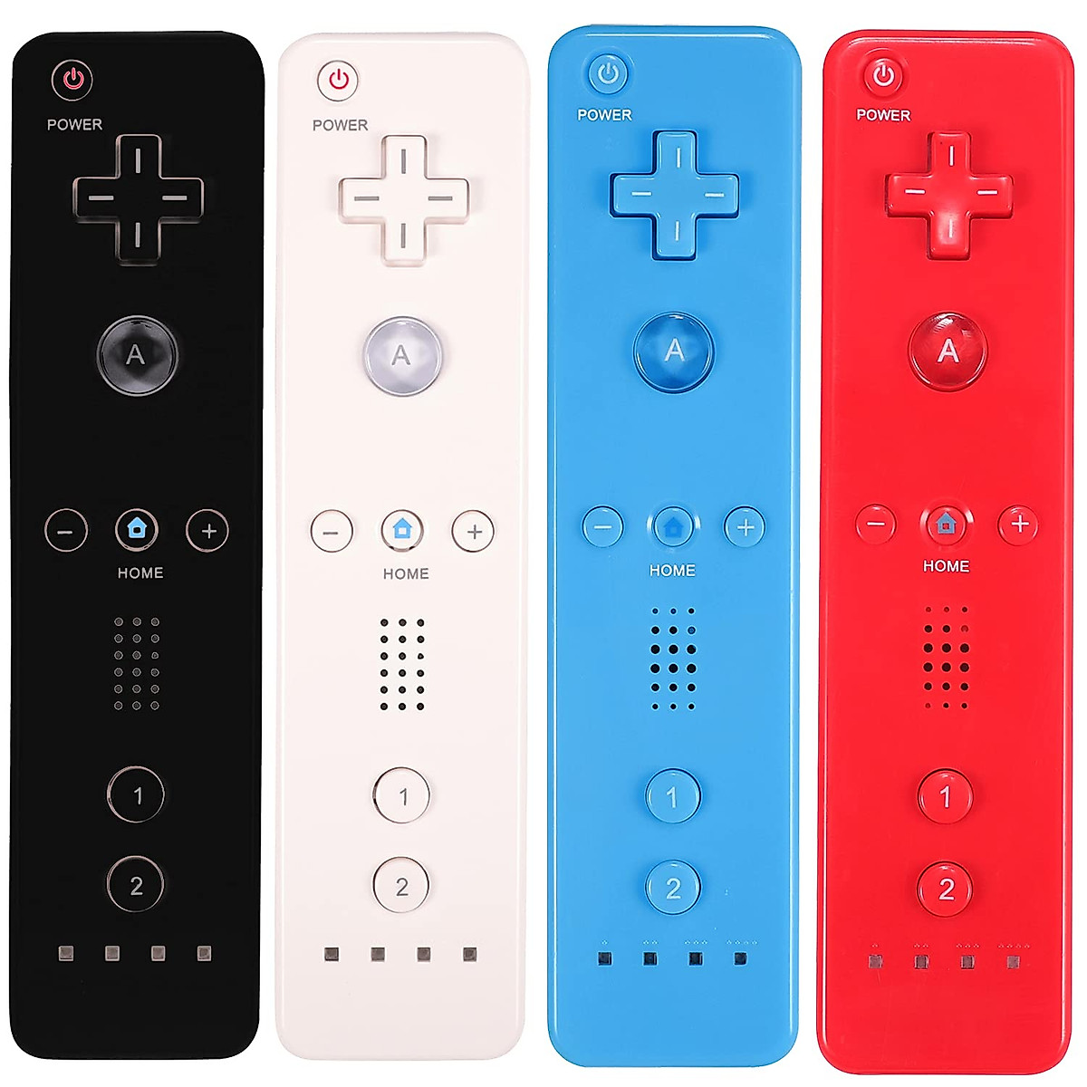 Yosikr Wii Controller 4 Pack, Wii Remote Controller with Silicone Case and Wrist Strap Compatible for Wii/Wii U Console - White+Black+Blue+Red