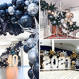 PartyWoo Silver Star Balloons 6 pcs and 6 pcs Disco Silver Foil Balloons
